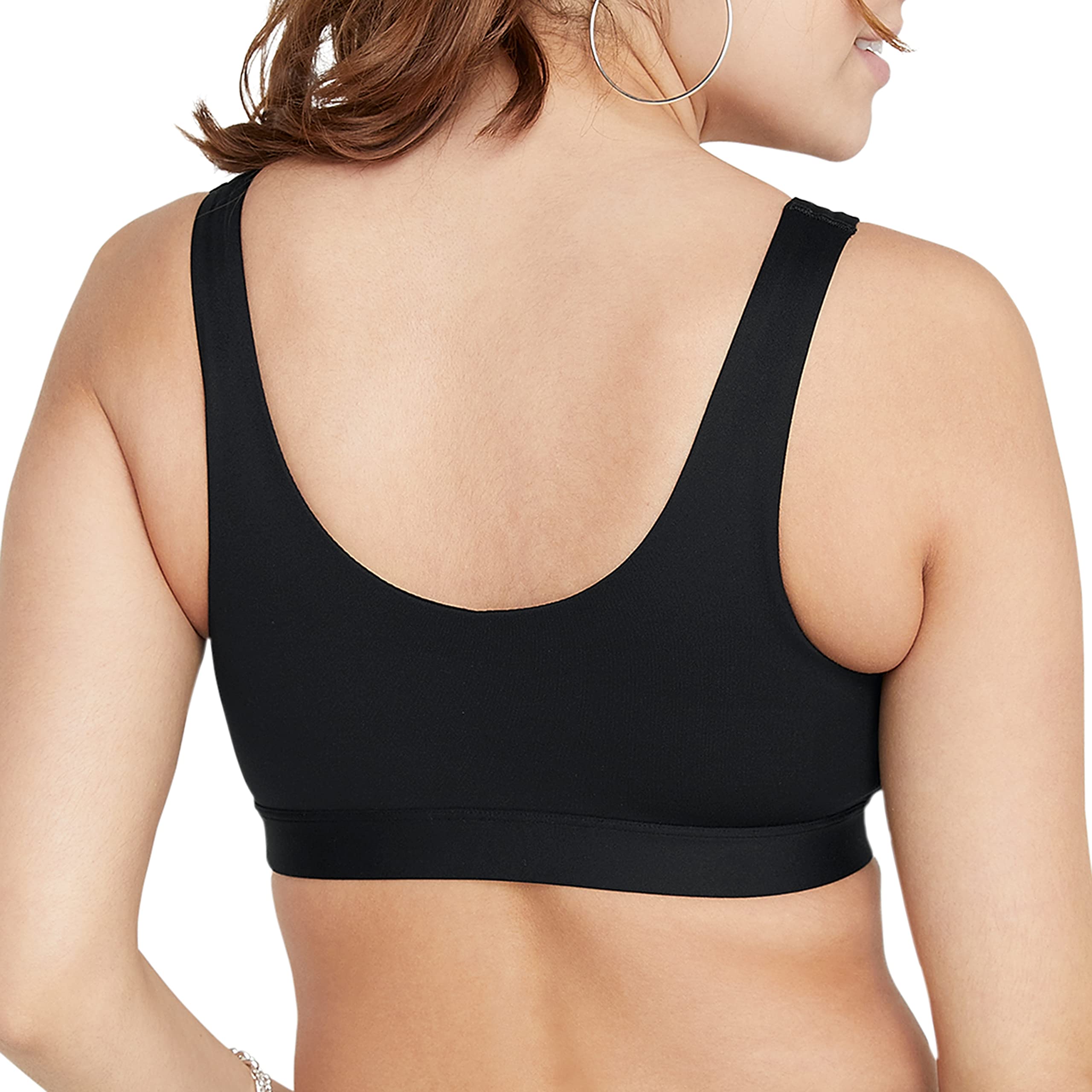 Champion Sports, Soft Touch, Moisture-Wicking, Moderate Support Bra for Women (Plus, Black, Medium