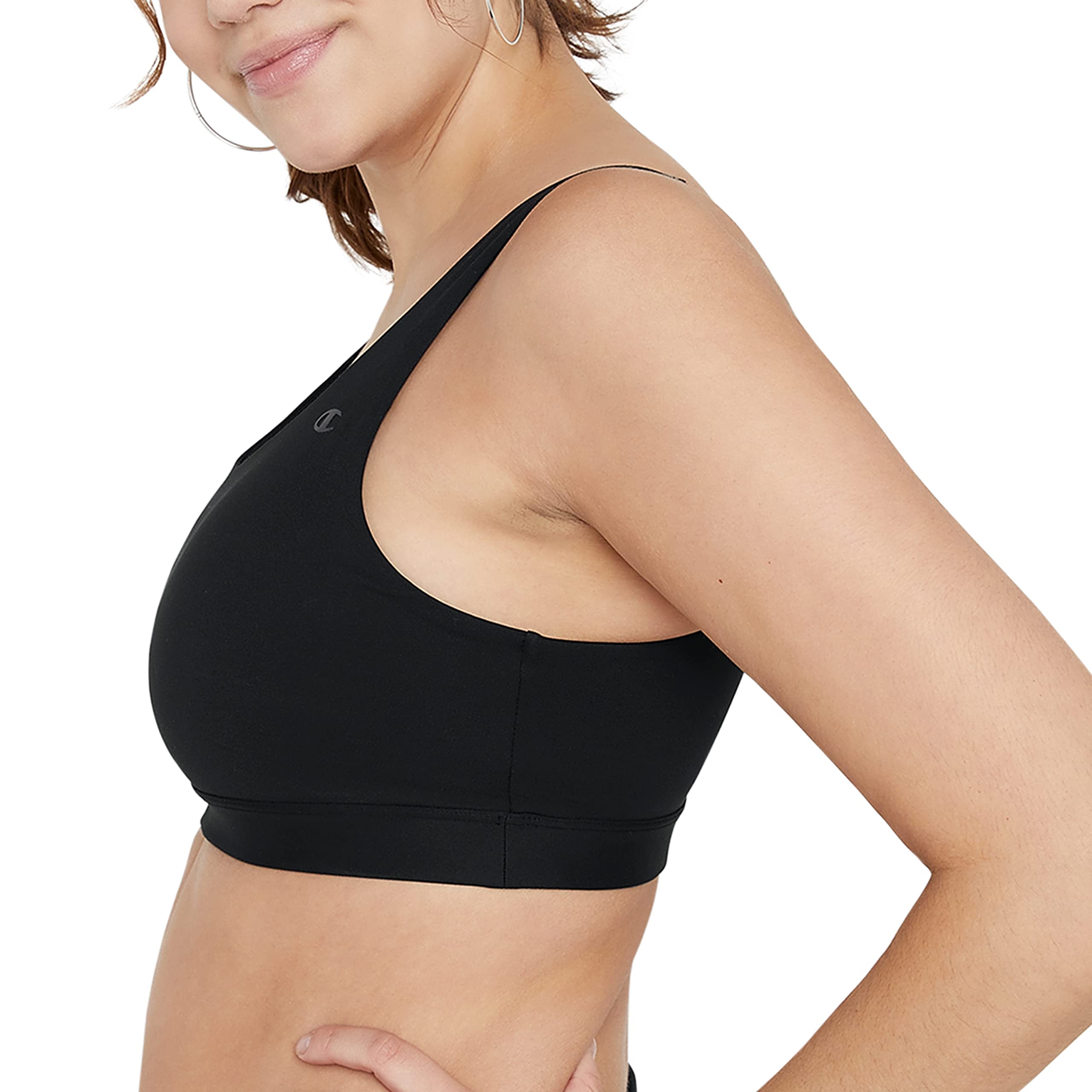 Champion Sports, Soft Touch, Moisture-Wicking, Moderate Support Bra for Women (Plus, Black, Medium