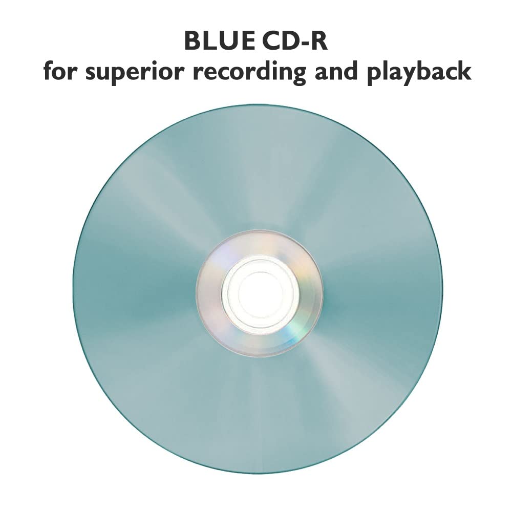 Vinpower Digital Blue AZO CD-R 700MB 52X Shiny Silver Top Recordable Media Disc - 100pk Cake Box 16M-115-BX (FFB), 100 Discs