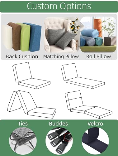 SINCERE Custom Sized Bench Cushion Pad, Bay Window Pillow, Seat & Back Cushion Replacement for Sagging Sofa, Couch Booster Foam Cushions Chair Pads, Indoor Outdoor Daybed RV Camper Van Cushions