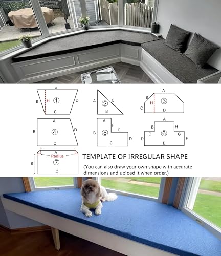 SINCERE Custom Sized Bench Cushion Pad, Bay Window Pillow, Seat & Back Cushion Replacement for Sagging Sofa, Couch Booster Foam Cushions Chair Pads, Indoor Outdoor Daybed RV Camper Van Cushions