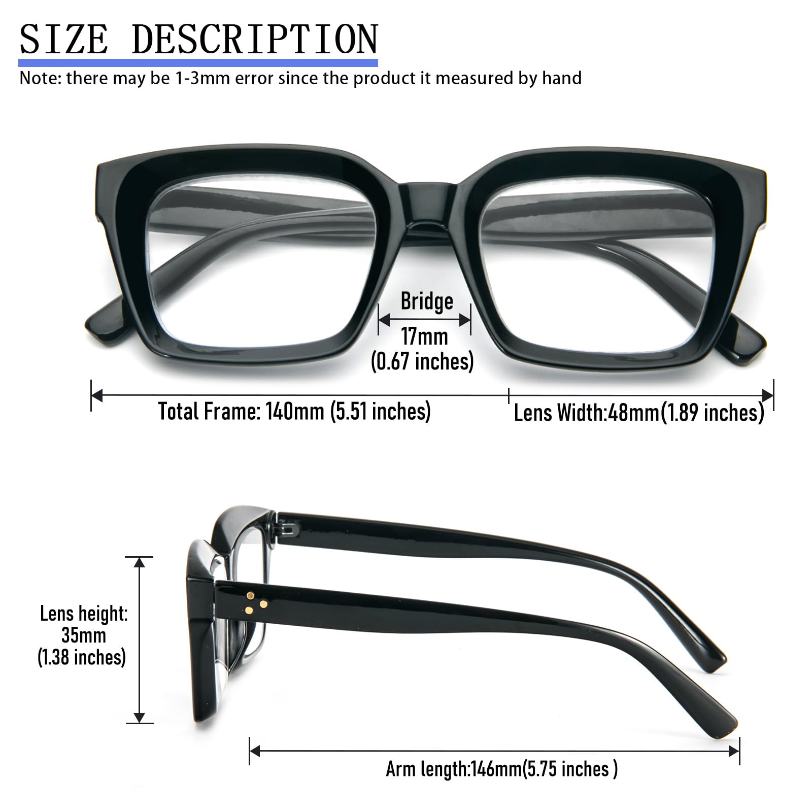 DXYXYO Blue Light Blocking Reading Glasses for Women 1.5 Oversized Computer Readers Retro Fashion Oprah Style Square 3 Pack