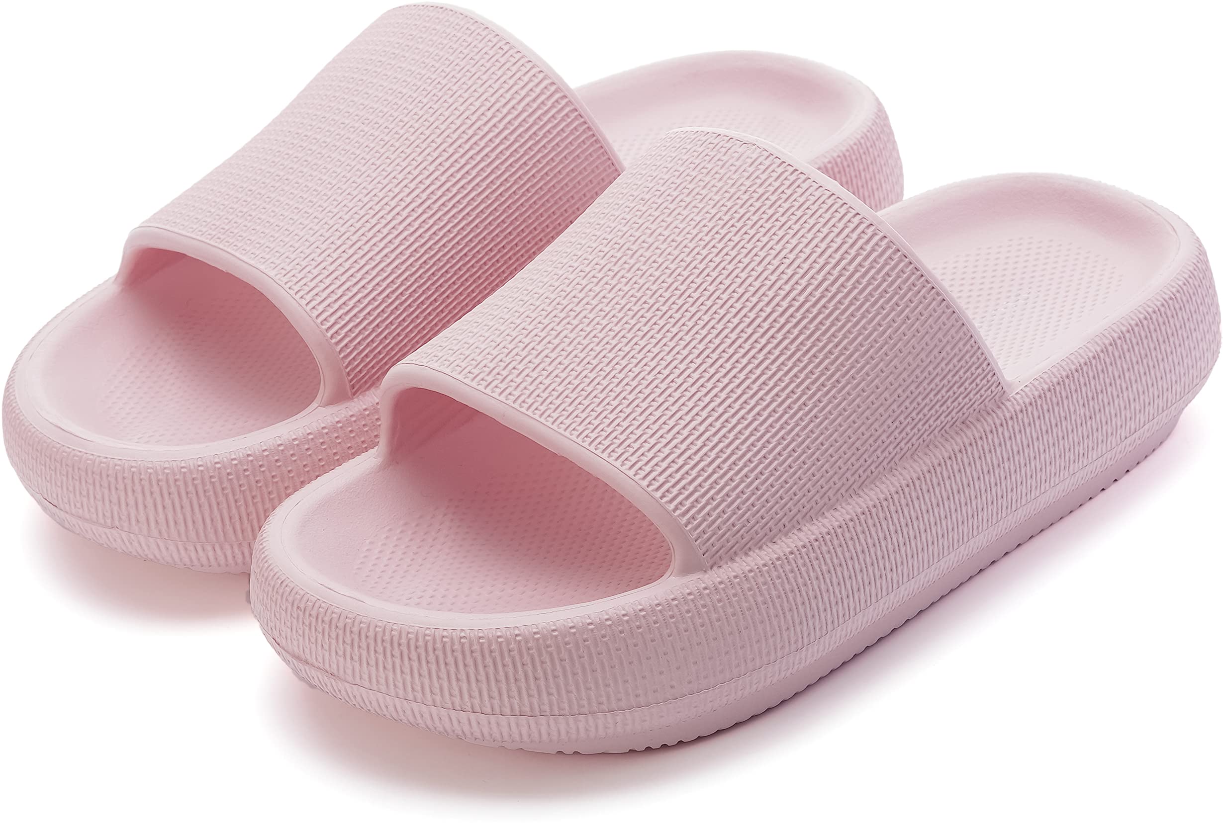 BRONAX Slides for Women Summer EVA Open Toe Pillow Slippers House Home Sandals for Indoor Ladies Soft Comfy Cushioned Thick Sole 35-36 Pink