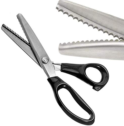 Serrated Scalloped Edge Pinking Shears, Multifunction Stainless Steel Shears Tailor Scissors, Professional Zig-Zag Cut Scissors, Sewing Craft Cut Paper Clothing Fabric for Home (5mm, Scalloped)
