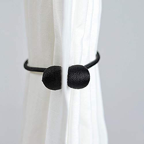 BalsaCircle 2 Black Magnetic Tie Backs Metal Window Curtains Holdbacks - Wedding Reception Party Home Window Decorations Supplies