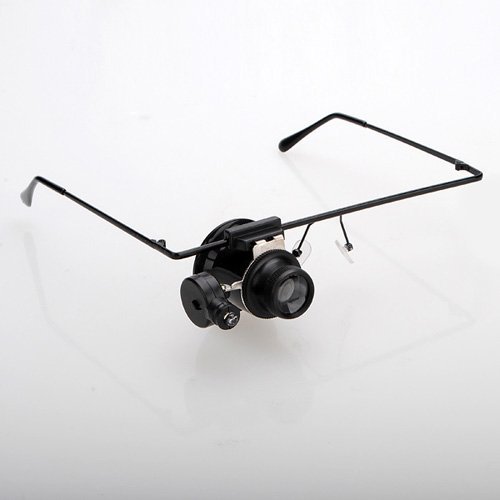 Watch Repair Eye Magnifier Glasses 20X Magnifying Glasses Loupe Jeweler LED Light Lamp Single Lens