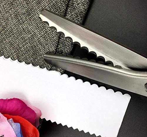 Serrated Scalloped Edge Pinking Shears, Multifunction Stainless Steel Shears Tailor Scissors, Professional Zig-Zag Cut Scissors, Sewing Craft Cut Paper Clothing Fabric for Home (5mm, Scalloped)