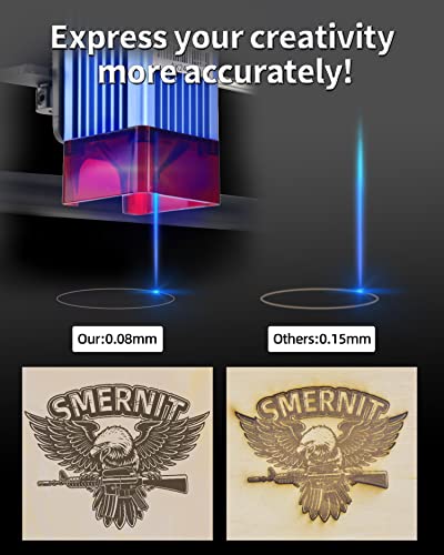 Laser Engraver SMERNIT S2, 40W High Accuracy Laser Engraving Machine with LED Touchscreen, 5W-5.5W Output Power Laser Engraver and Cutter for Wood, Metal, Acrylic, Leather