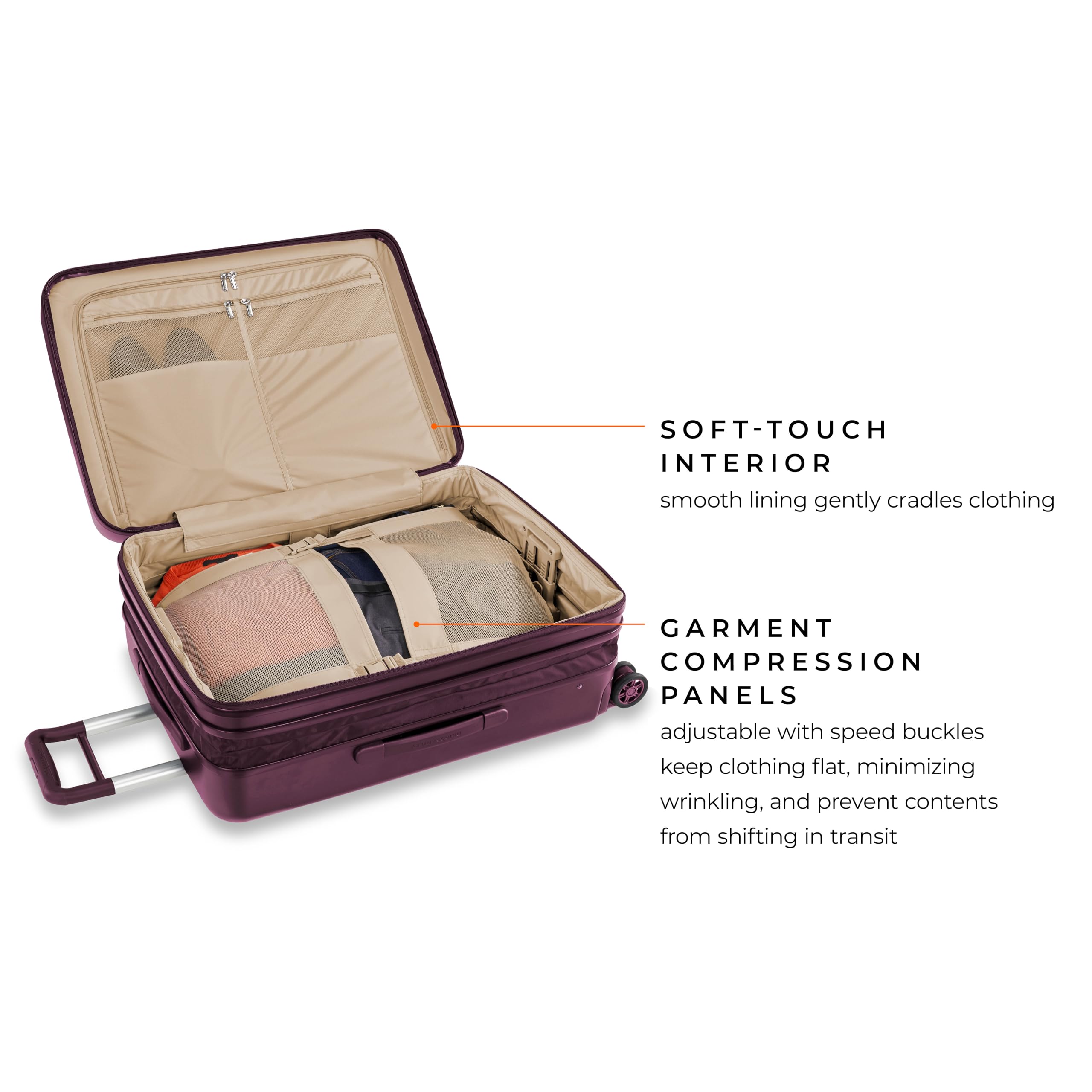 Briggs & Riley Sympatico Hardside Medium Spinner Luggage, Plum, 27-Inch Checked