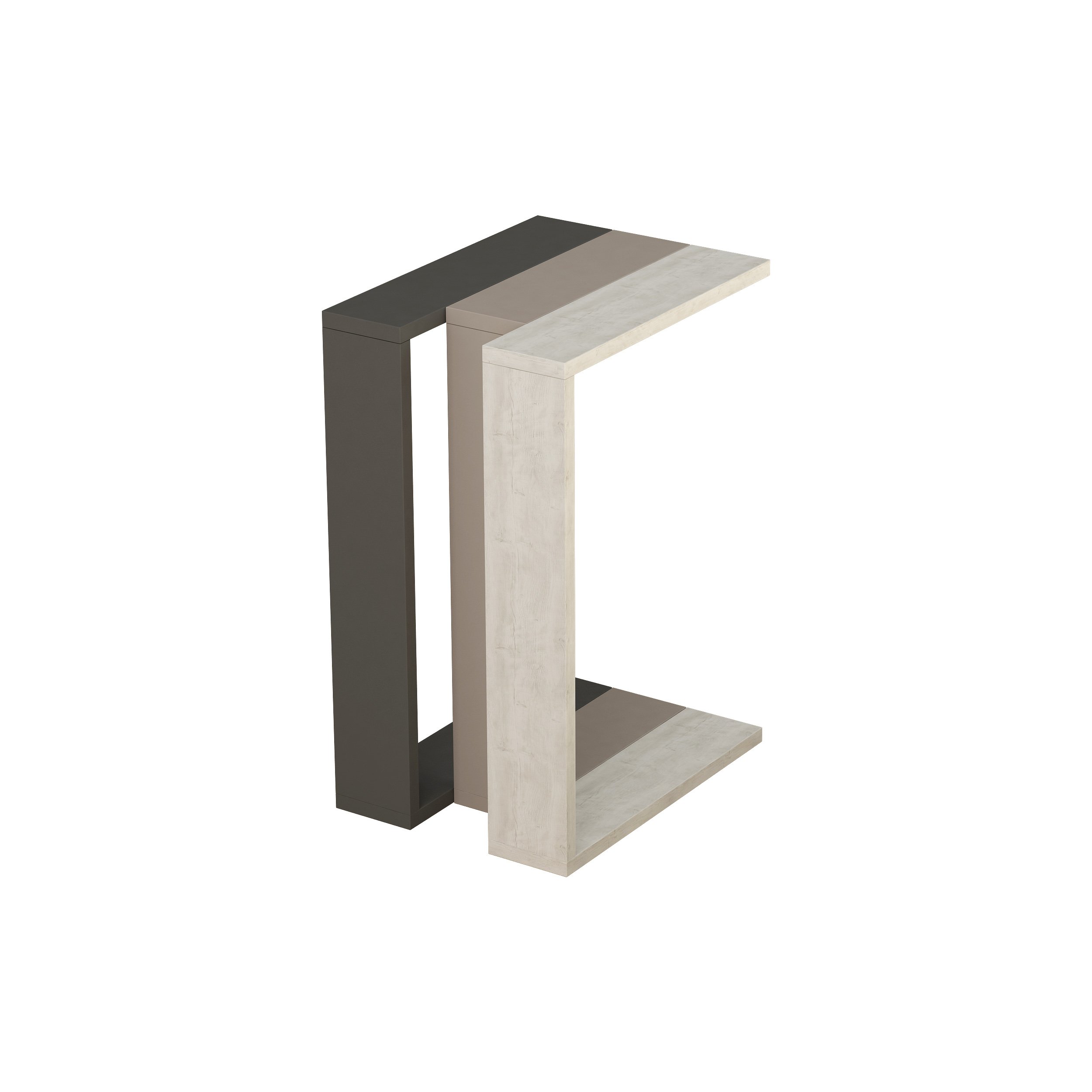 JV Home Muju Collection Modern Side Table | Nightstand Mobile C Table for Sofa Bedside Living Room Bedroom 22 inch Anthracite - Light Mocha - Ancient White