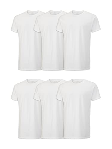 Fruit of the Loom mens Stay Tucked Crew T-shirt Underwear, Classic Fit - White 6 Pack, XX-Large US , White