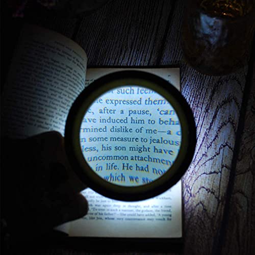 SUPULSE Magnifying Glass with Light, 30X Handheld Large Magnifying Glass 12 LED Illuminated Lighted Magnifier for Macular Degeneration Seniors Reading Inspection Coins Jewelry
