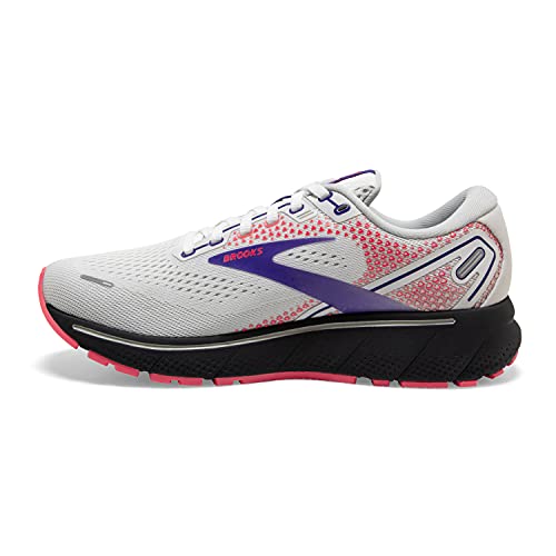 Brooks Women's Ghost 14 Neutral Running Shoe - White/Purple/Coral - 9.5 Medium