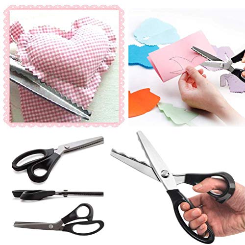 Serrated Scalloped Edge Pinking Shears, Multifunction Stainless Steel Shears Tailor Scissors, Professional Zig-Zag Cut Scissors, Sewing Craft Cut Paper Clothing Fabric for Home (5mm, Scalloped)