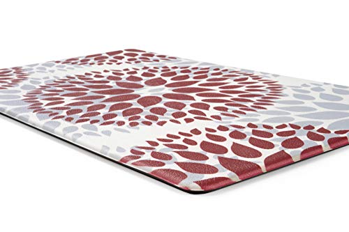 Rugshop Modern Floral Circles Anti Fatigue Standing Mat 18" x 30" Red
