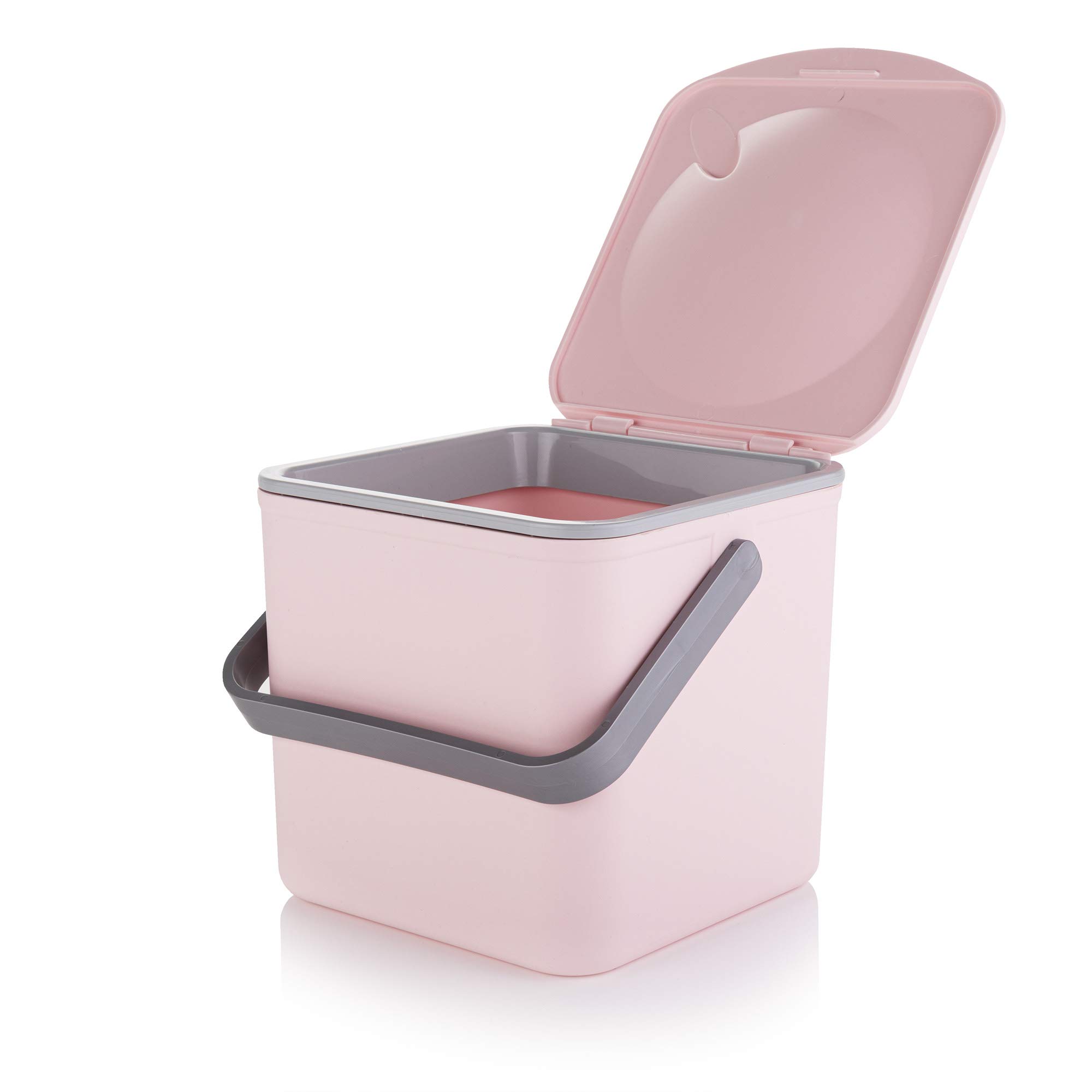 Minky Homecare Kitchen Compost Bin β Countertop Food Waste Caddy with Easy Wipe Clean Interior β Made in The UK - 3.5L (0.9 gal.) (Pastel Pink)