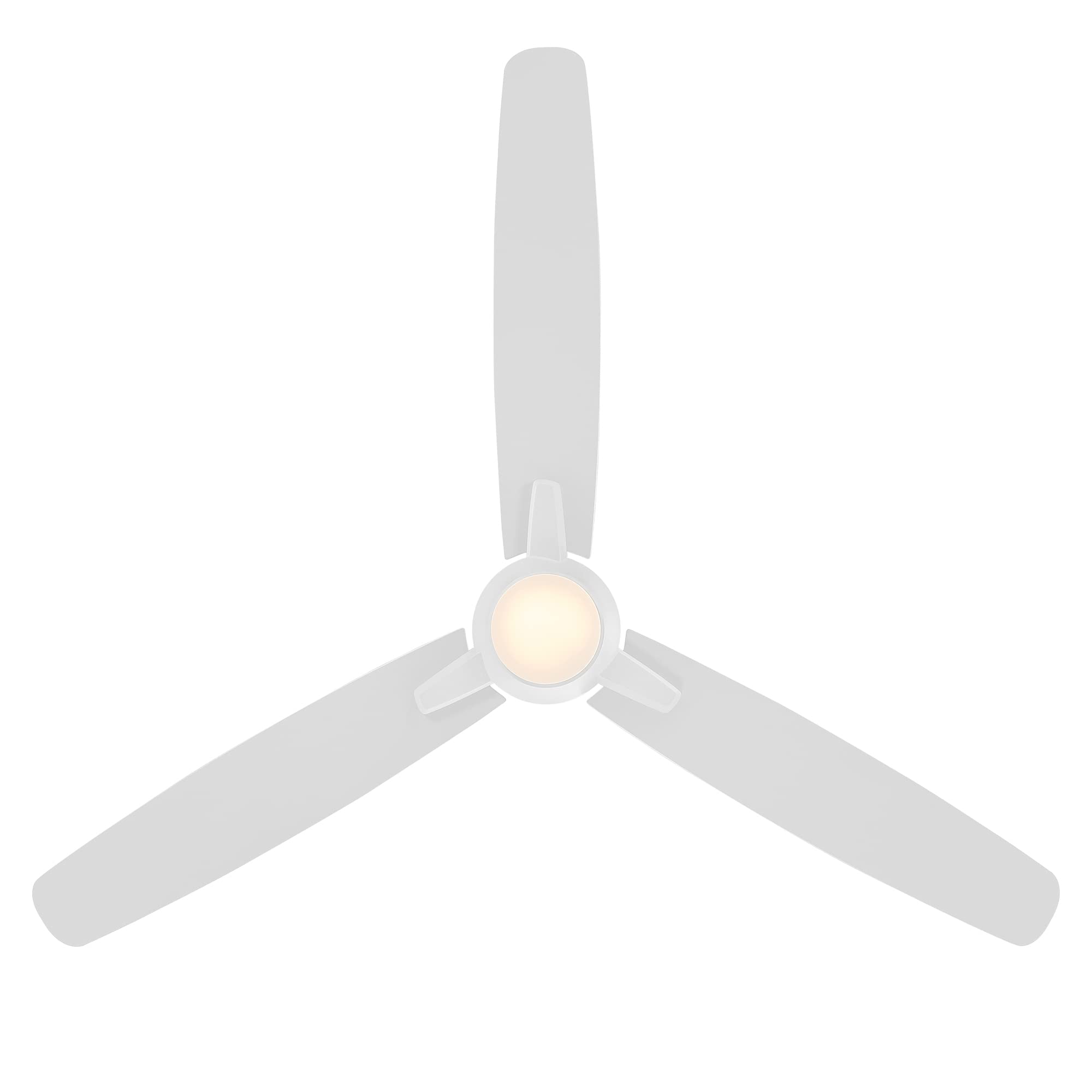 WAC Smart Fans Blitzen Indoor and Outdoor 3-Blade Smart Home Ceiling Fan 54in Matte White with 3000K LED Light Kit and Remote Control works with Alexa and iOS or Android App