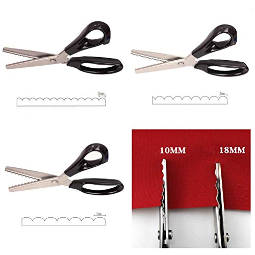 Serrated Scalloped Edge Pinking Shears, Multifunction Stainless Steel Shears Tailor Scissors, Professional Zig-Zag Cut Scissors, Sewing Craft Cut Paper Clothing Fabric for Home (5mm, Scalloped)