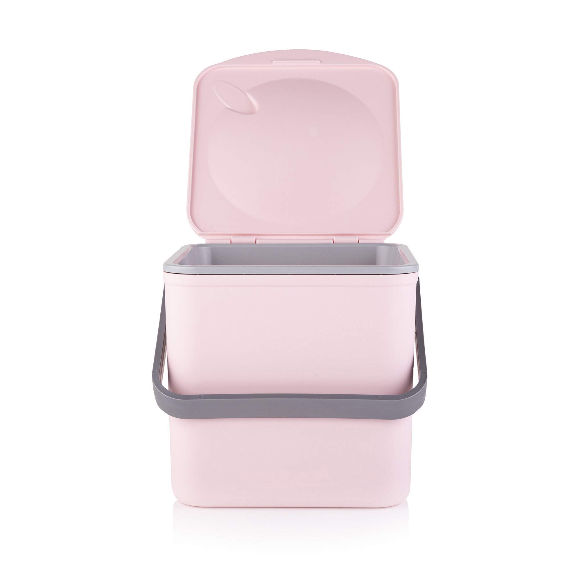 Minky Homecare Kitchen Compost Bin β Countertop Food Waste Caddy with Easy Wipe Clean Interior β Made in The UK - 3.5L (0.9 gal.) (Pastel Pink)