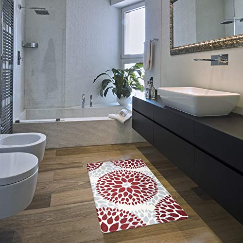 Rugshop Modern Floral Circles Anti Fatigue Standing Mat 18" x 30" Red