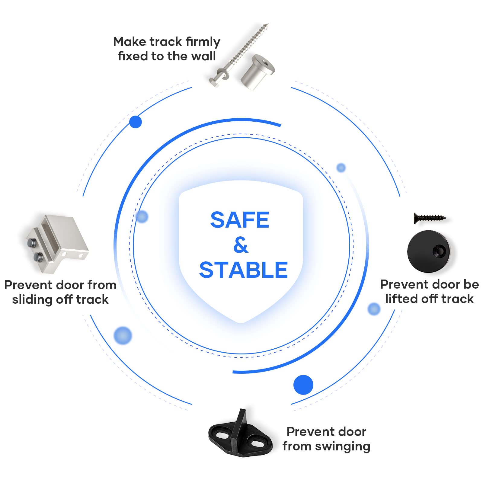 EaseLife 6 FT Brushed Nickel Sliding Barn Door Hardware Track Kit,Straight Pulley,Heavy Duty,Slide Smoothly Quietly,Easy Install (6FT Track Kit for 30"~36" Wide Single Door)