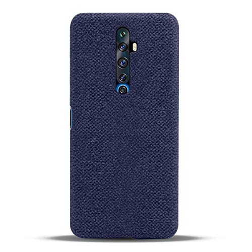 LUSEHNG Case for Oppo Reno2 Z/F, Solid Color Canvas Smartphone Cover for Oppo Reno2 Z/F, Slim Duaable Lightweight - Blue