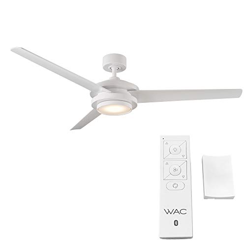 WAC Smart Fans Geos Indoor and Outdoor 3-Blade Ceiling Fan 60in Matte White with 3000K LED Light Kit and Remote Control works with Alexa and iOS or Android App