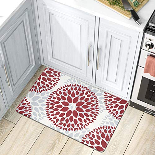 Rugshop Modern Floral Circles Anti Fatigue Standing Mat 18" x 30" Red