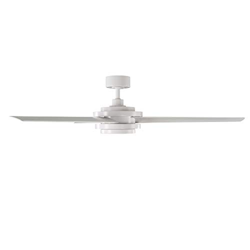 WAC Smart Fans Geos Indoor and Outdoor 3-Blade Ceiling Fan 60in Matte White with 3000K LED Light Kit and Remote Control works with Alexa and iOS or Android App