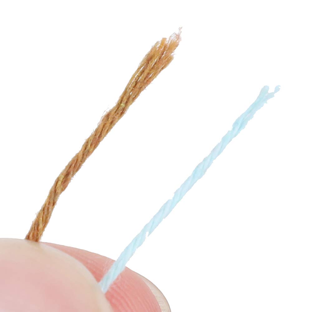 GLOGLOW 2 Rolls Warp Thread Warp Yarn Pure Cotton Yarn Tensile Resistant 8/4 Warp Thread for Knitting Tatting Carpet Tapestry(Brown + Light Blue)