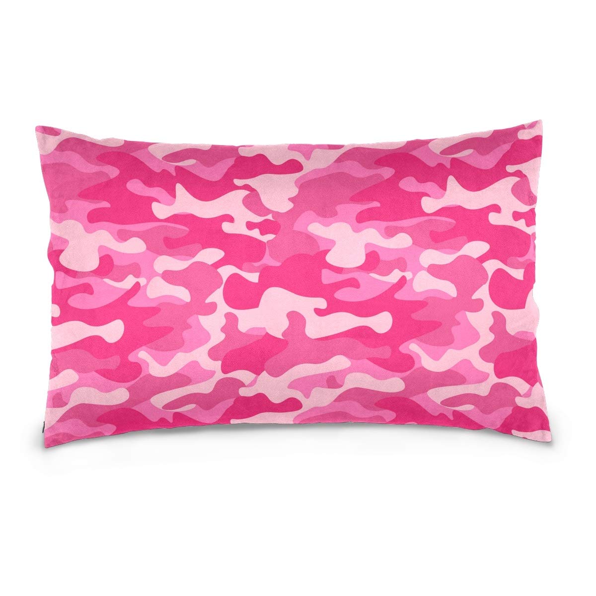 Enzenon Pillow Case Standard Size with Zipper Cotton Print Camouflage Pink Super Soft Cozy Pillow Cover 16x24 Inche