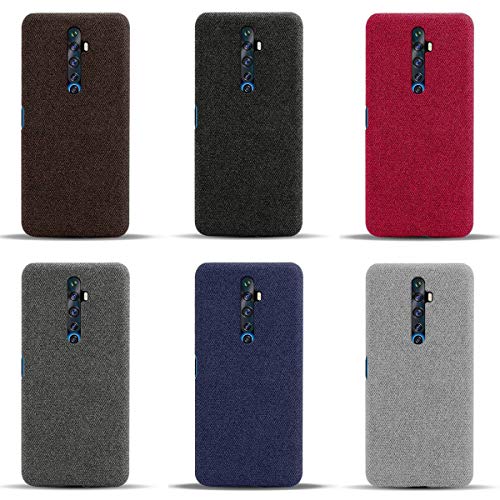 LUSEHNG Case for Oppo Reno2 Z/F, Solid Color Canvas Smartphone Cover for Oppo Reno2 Z/F, Slim Duaable Lightweight - Blue