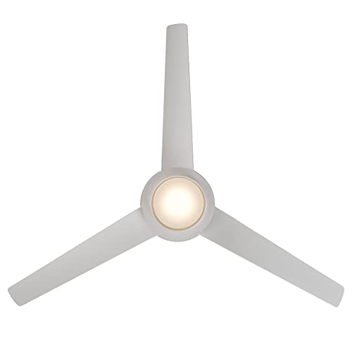 WAC Smart Fans Geos Indoor and Outdoor 3-Blade Ceiling Fan 60in Matte White with 3000K LED Light Kit and Remote Control works with Alexa and iOS or Android App