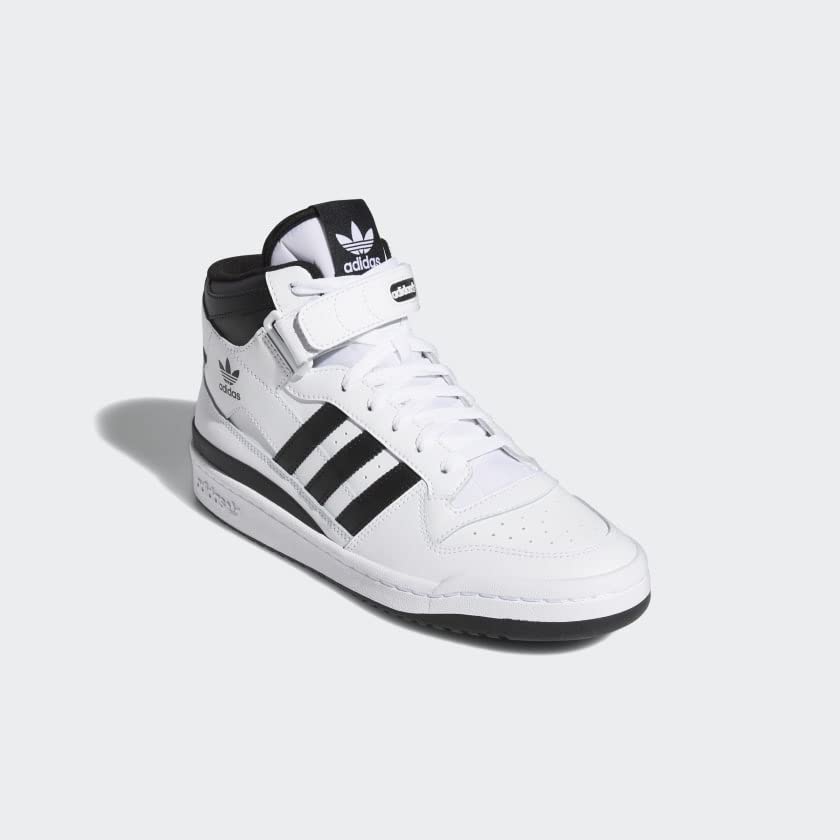 adidas Men's Forum Mid Sneaker, White/Black/White, 10