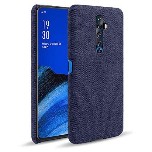 LUSEHNG Case for Oppo Reno2 Z/F, Solid Color Canvas Smartphone Cover for Oppo Reno2 Z/F, Slim Duaable Lightweight - Blue