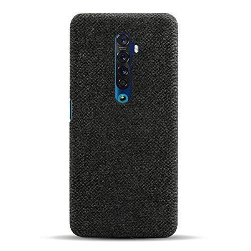 LUSEHNG Case for Oppo Reno2, Solid Color Canvas Smartphone Cover for Oppo Reno2, Slim Duaable Lightweight - Black