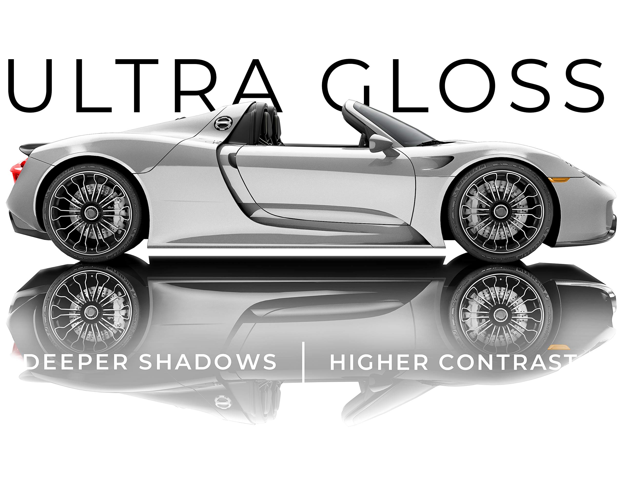 VViViD+ Ultra Gloss Silver Metallic Vinyl Car Wrap Premium Paint Replacement Film Roll with Nano Air Release Technology, Stretchable Protective Cap Liner, Self Adhesive, Indoor Outdoor (1ft x 5ft)