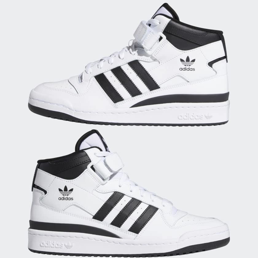 adidas Men's Forum Mid Sneaker, White/Black/White, 10