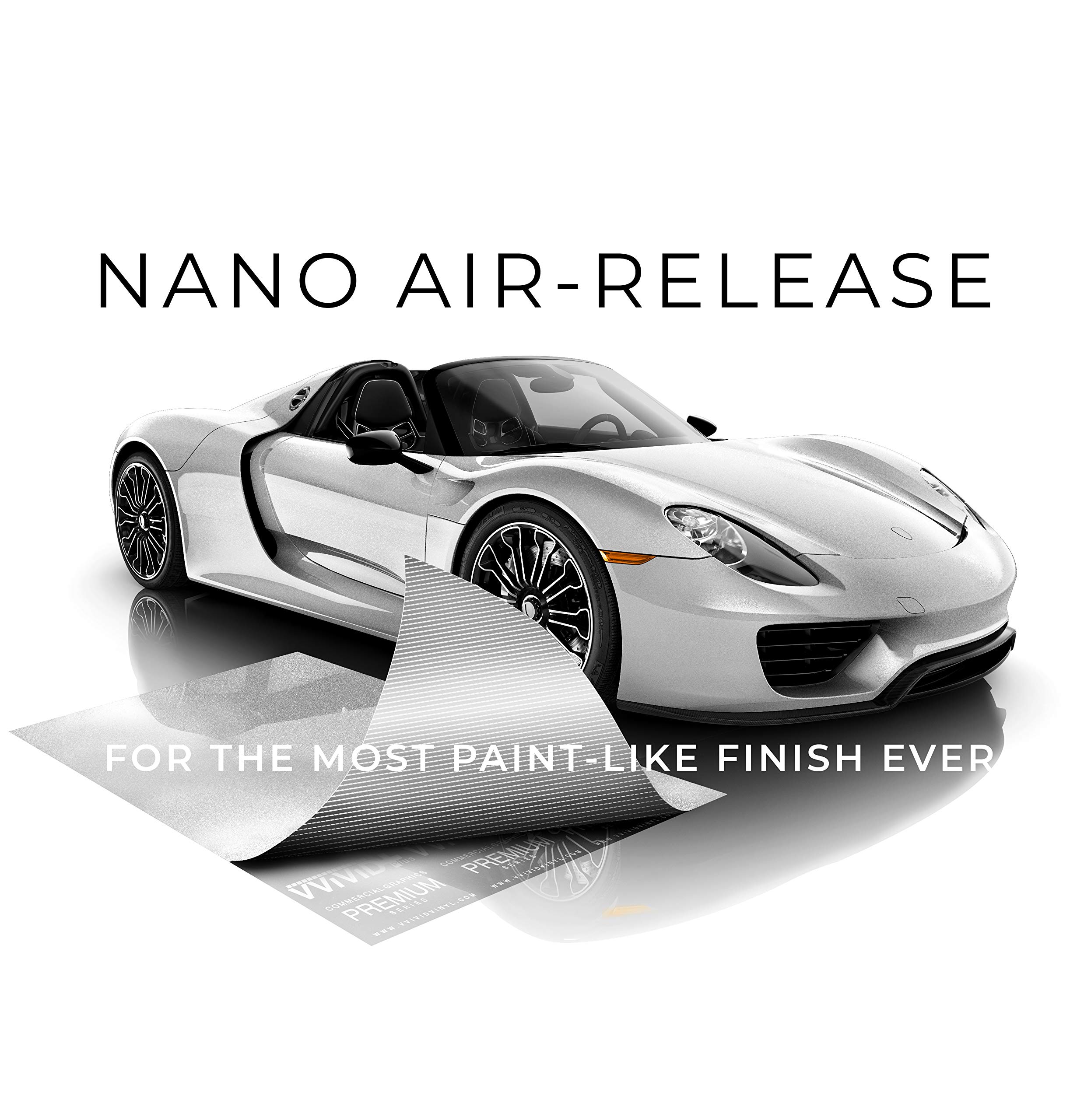 VViViD+ Ultra Gloss Silver Metallic Vinyl Car Wrap Premium Paint Replacement Film Roll with Nano Air Release Technology, Stretchable Protective Cap Liner, Self Adhesive, Indoor Outdoor (1ft x 5ft)