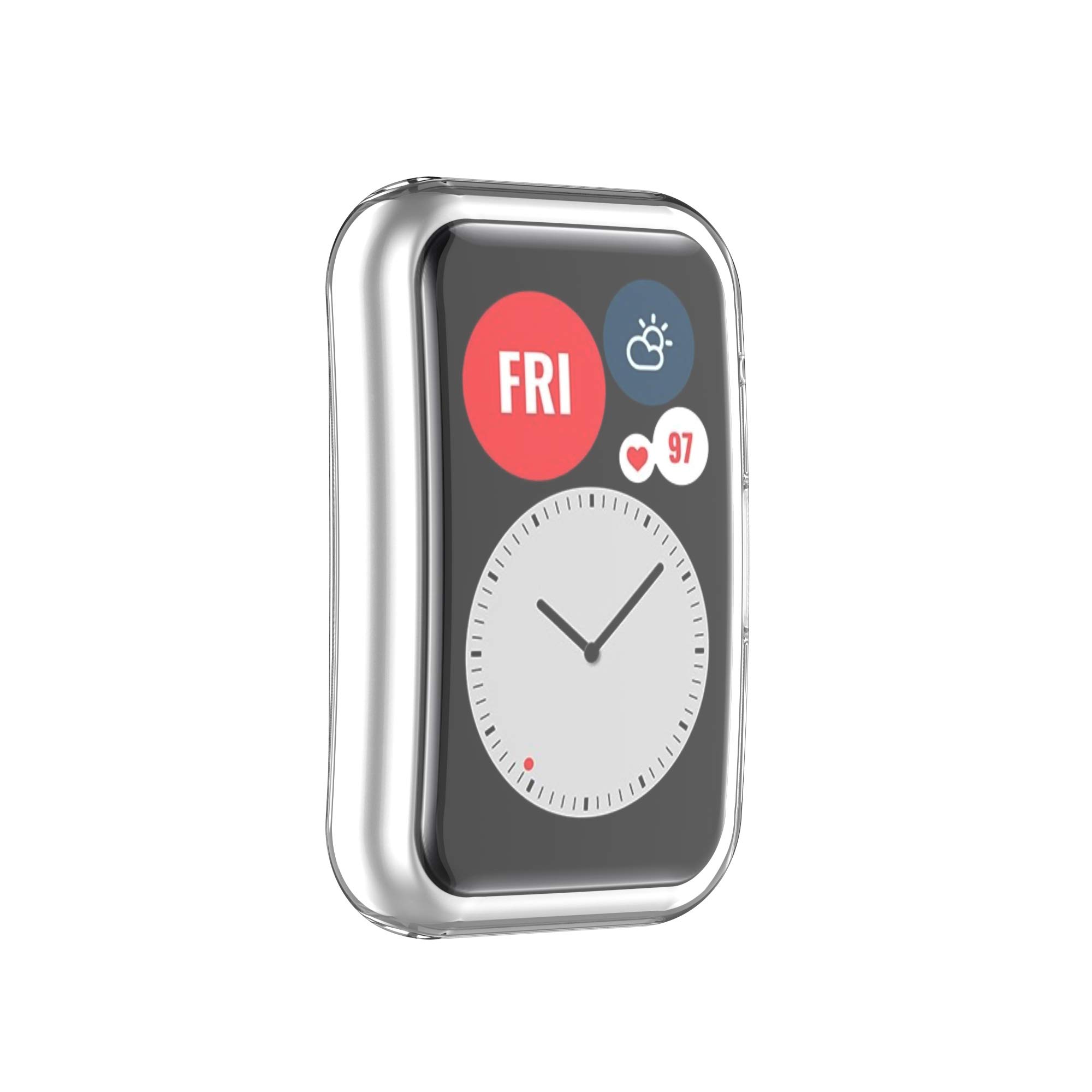 TenCloud Cases Compatible with Huawei Watch Fit Smartwatch Men Women Watch Case Soft TPU Shockproof Bumper Cover Screen Protector Case for Watch Fit Accessories (Black+Clear)