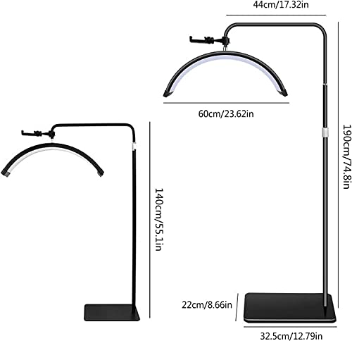 QQXX LED Floor Half Moon Lash Light Floor Lamp for Reading,Eyelash Extensions LED Floor Light，Lash Lamp,Adjustable Standing Lamp with Remote,Tattoo Light,Salon Cosmetic SPA Pmu Lamp , White