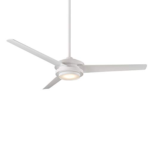 WAC Smart Fans Geos Indoor and Outdoor 3-Blade Ceiling Fan 60in Matte White with 3000K LED Light Kit and Remote Control works with Alexa and iOS or Android App