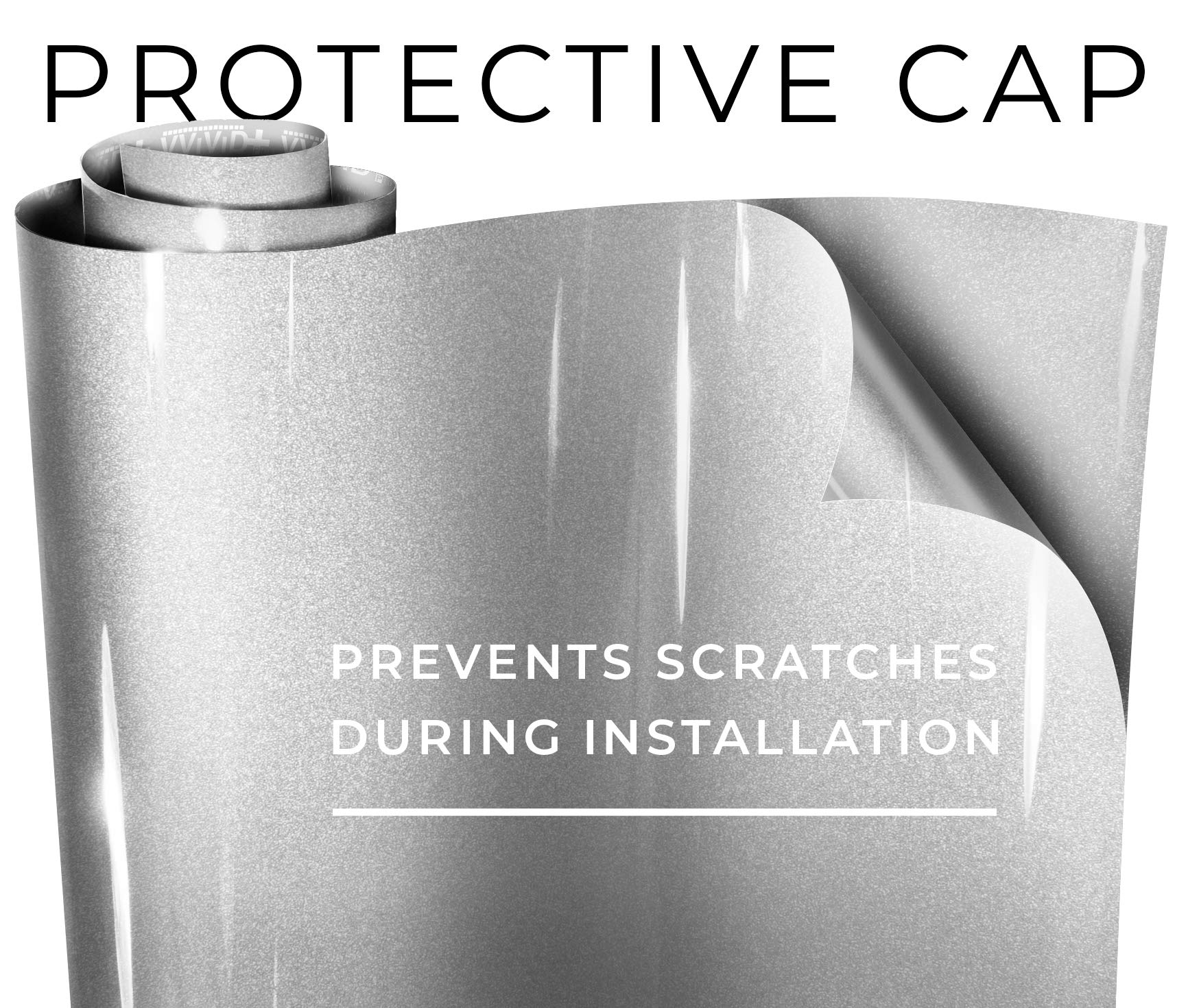 VViViD+ Ultra Gloss Silver Metallic Vinyl Car Wrap Premium Paint Replacement Film Roll with Nano Air Release Technology, Stretchable Protective Cap Liner, Self Adhesive, Indoor Outdoor (1ft x 5ft)