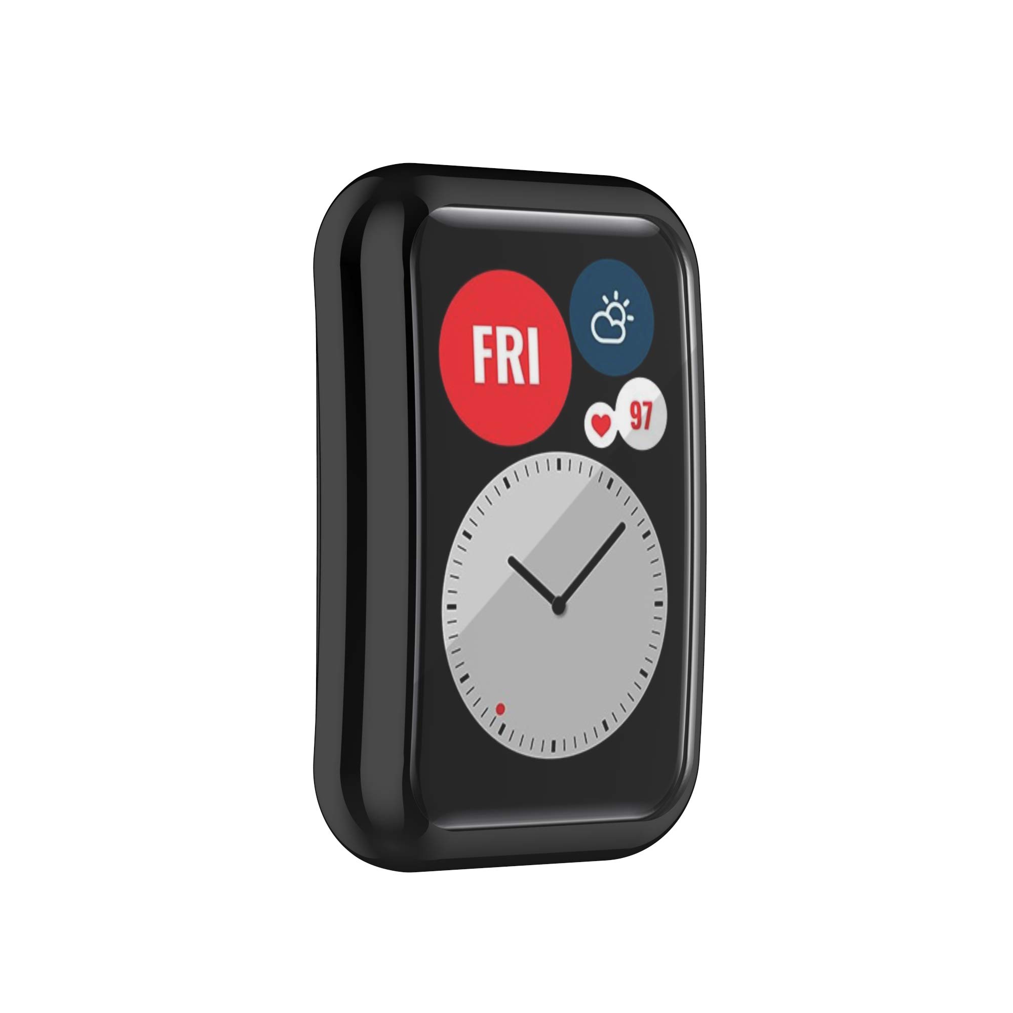 TenCloud Cases Compatible with Huawei Watch Fit Smartwatch Men Women Watch Case Soft TPU Shockproof Bumper Cover Screen Protector Case for Watch Fit Accessories (Black+Clear)