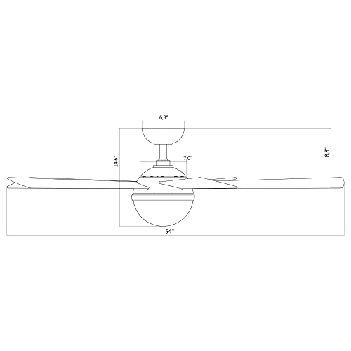 WAC Smart Fans Eclipse Indoor and Outdoor 5-Blade Ceiling Fan 54in Brushed Nickel Titanium with 3000K LED Light Kit and Remote Control works with Alexa and iOS or Android App