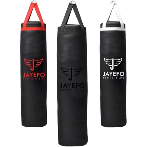 Jayefo Sports Punching Bag - Hanging Boxing Bag for MMA, Karate, Judo, Muay Thai, Kickboxing, Self Defense Training for Training at Home or Gym - Unfilled Heavy Bag 70 to 100 lbs - 4FT - Black