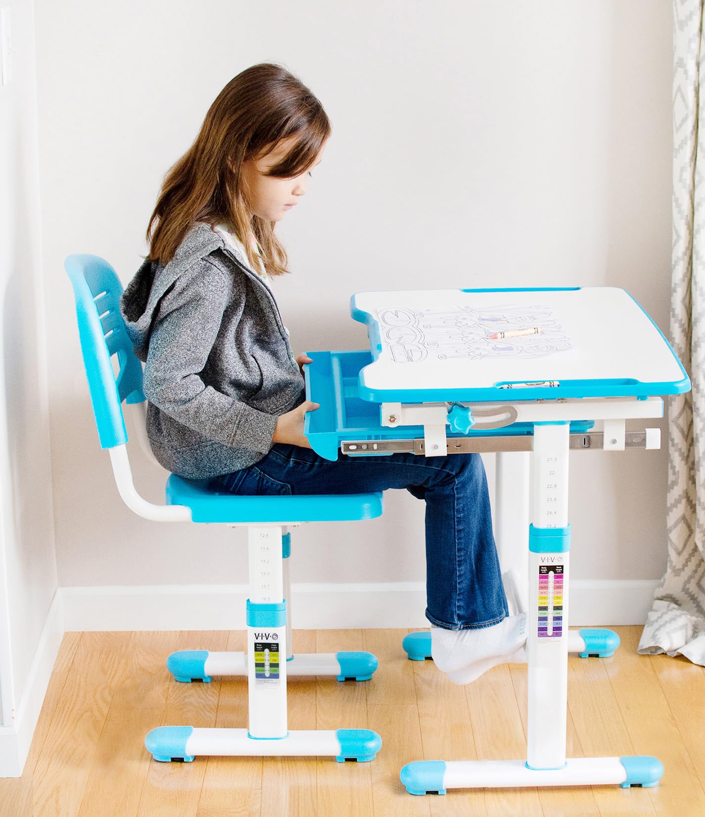 VIVO Height Adjustable Kids' Desk Chair, Chair Only, Multifunctional Interactive Workstation for School Study or Play, Children's Ergonomic Seat with Back, Blue, DESK-V201B-CH