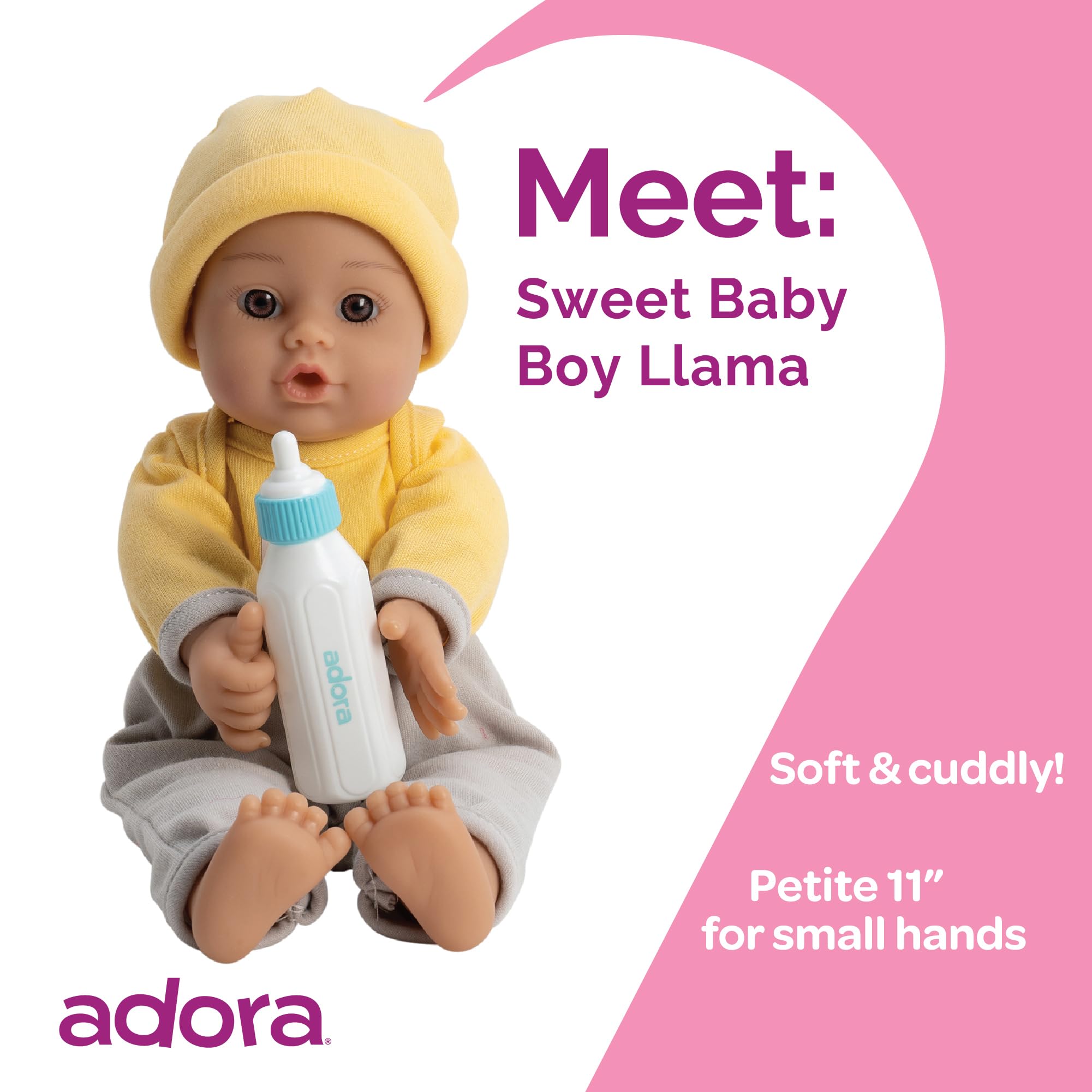 Adora Sweet Baby - 11” Soft & Cuddly Baby Doll, Realistic Features, Gentle Scent, Machine Washable, Lightweight & Easy to Hold | Adorable Playmate (Llama)
