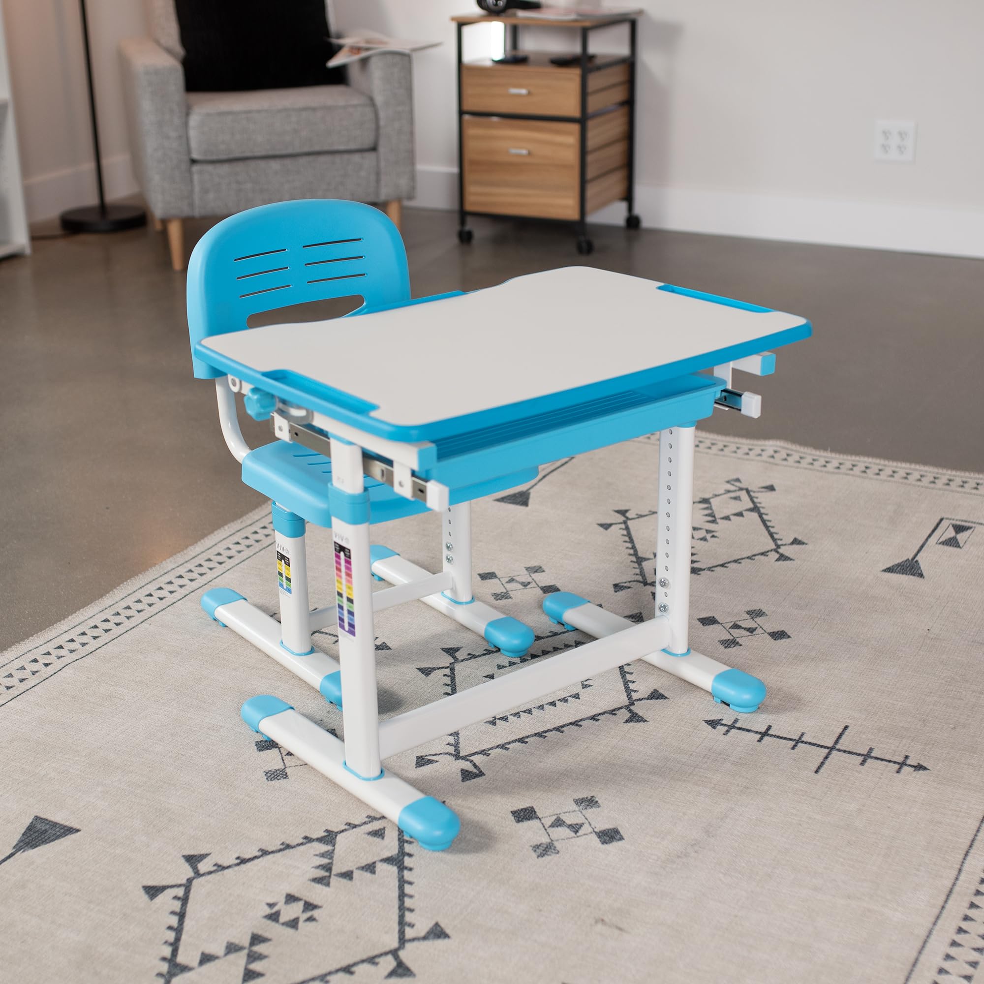 VIVO Height Adjustable Kids' Desk Chair, Chair Only, Multifunctional Interactive Workstation for School Study or Play, Children's Ergonomic Seat with Back, Blue, DESK-V201B-CH