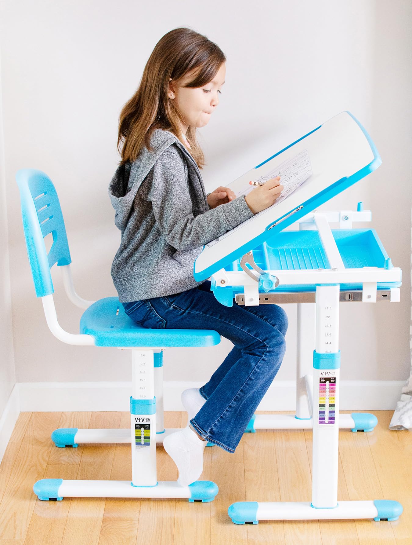 VIVO Height Adjustable Kids' Desk Chair, Chair Only, Multifunctional Interactive Workstation for School Study or Play, Children's Ergonomic Seat with Back, Blue, DESK-V201B-CH
